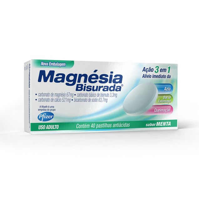 Magnésia Bisurada 40 Pastilhas - Farmácia Indiana - Farmacia Indiana