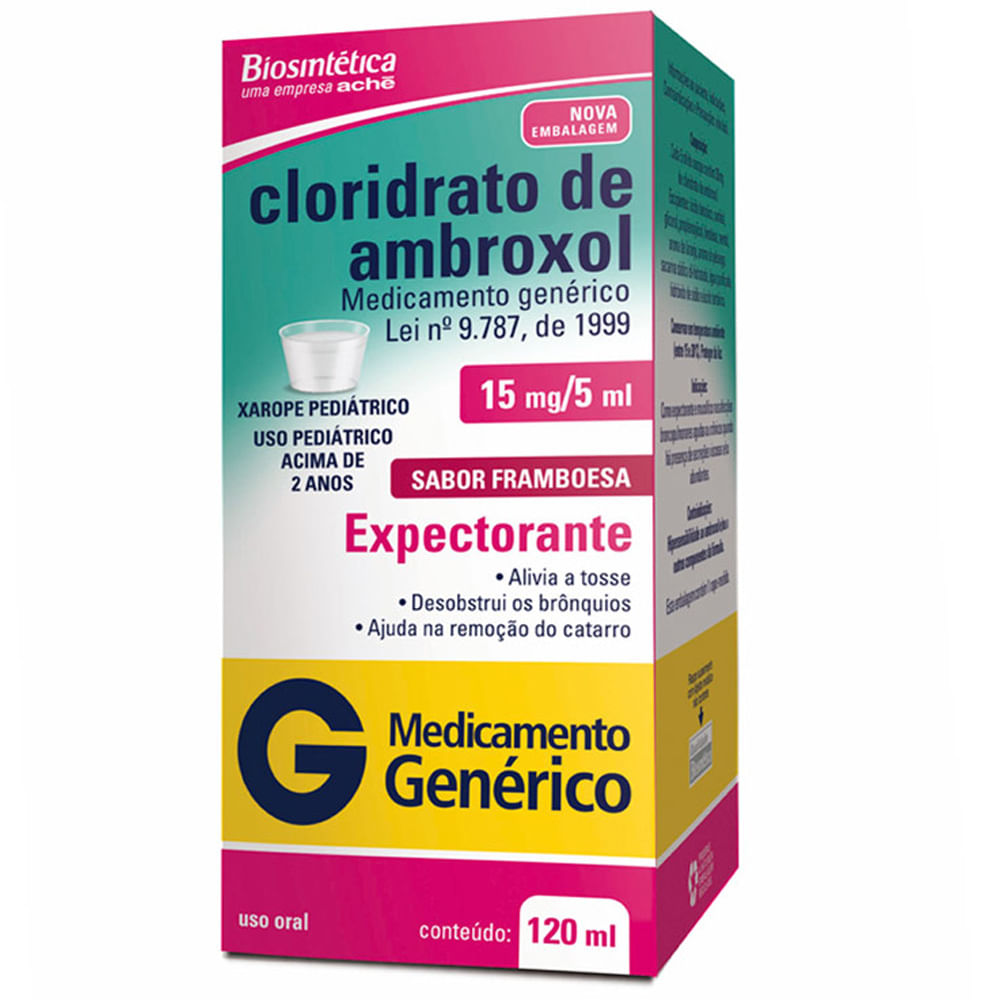 Cloridrato de Ambroxol 3mg Biosintética Genérico Xarope 120ml ...