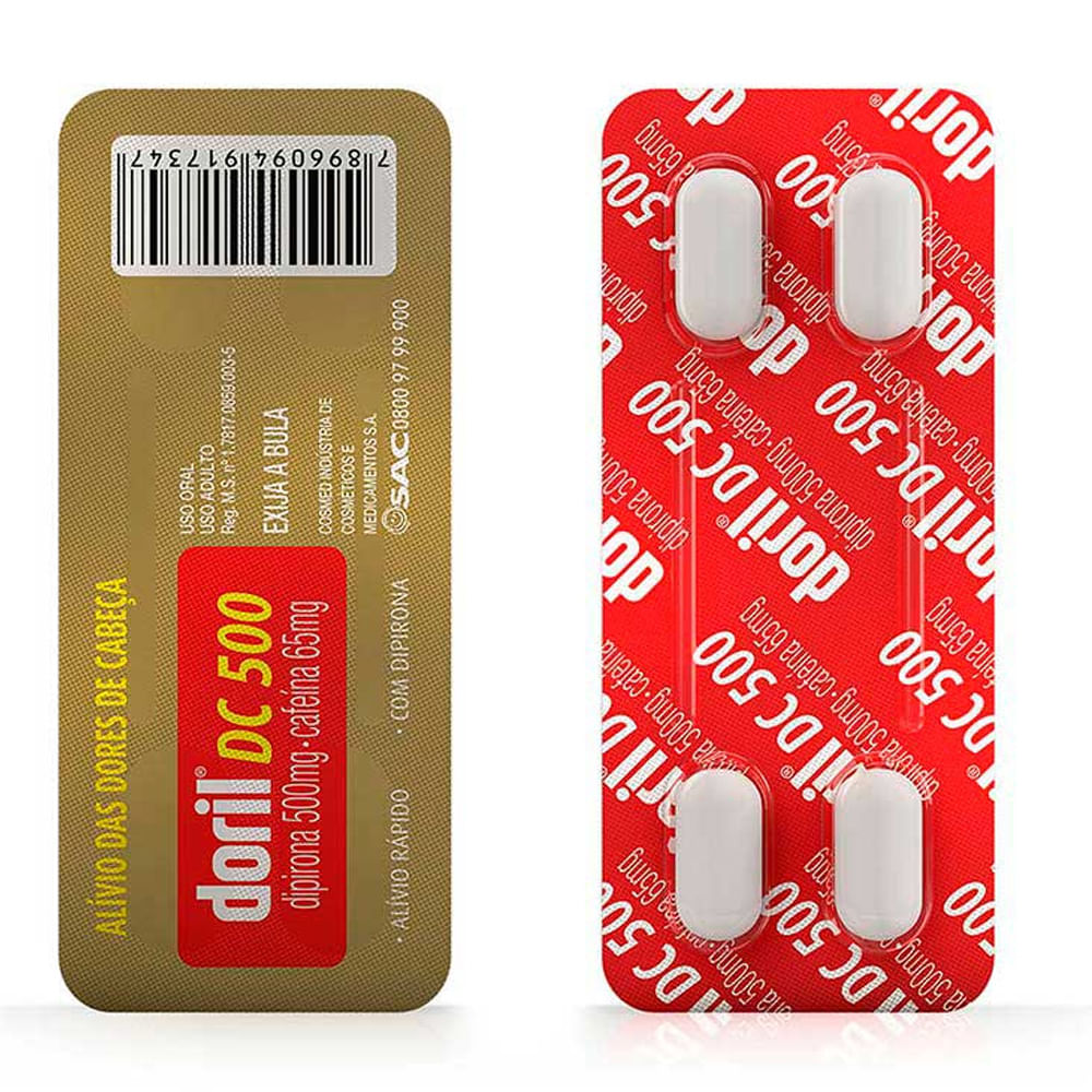 Doril 500mg 4 Comprimidos - Farmacia Indiana