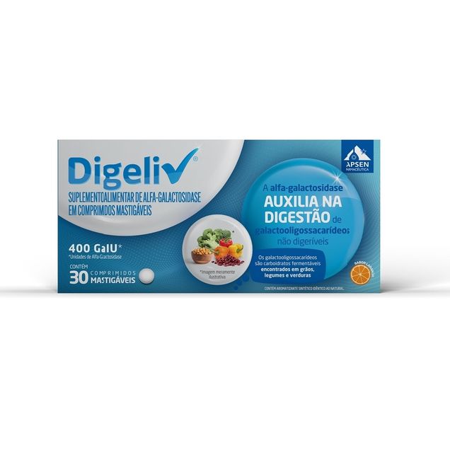 Digeliv 400FCC Sabor Laranja 30 Comprimidos - Farmacia Indiana