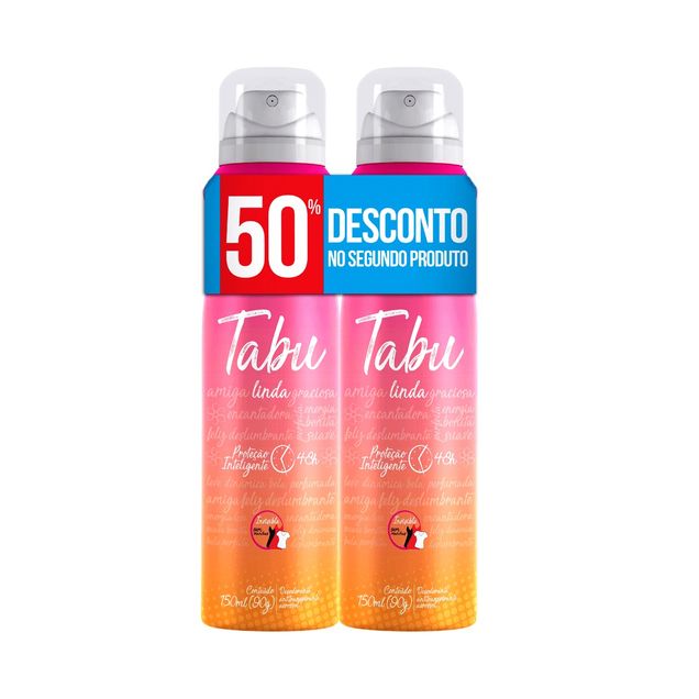 Desodorante Tabu Aerossol Linda 150ml 2 Unidades - Farmacia Indiana