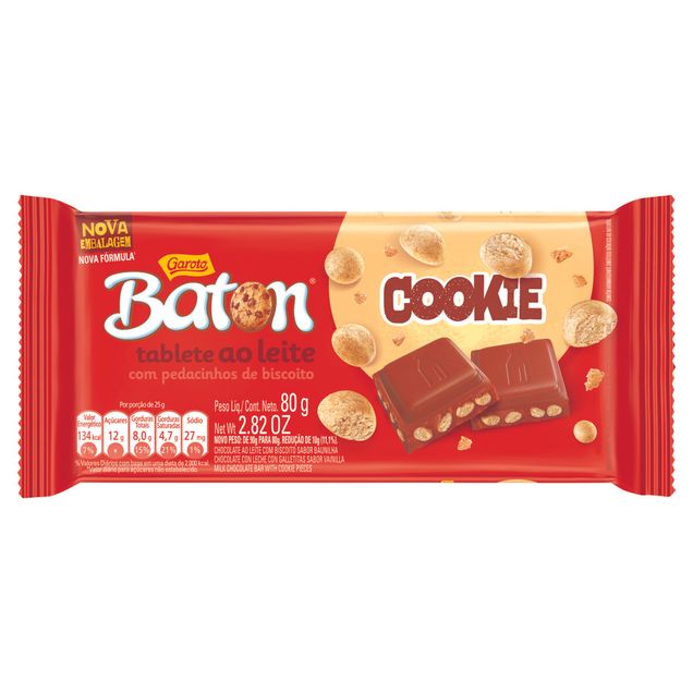 Chocolate Garoto Baton Cookie 80g - Farmacia Indiana