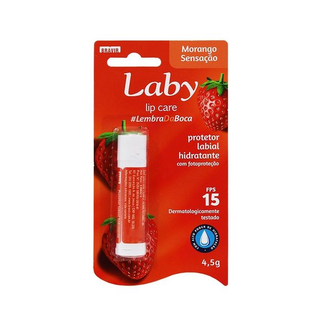 Protetor Labial Laby Hidrat Morango Sensação FPS 15 - Farmacia Indiana