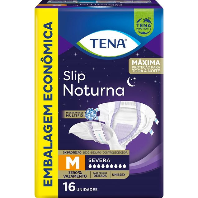 Fralda Geriátrica Tena Slip Noturna M Máxima Proteção 16 Unidades ...