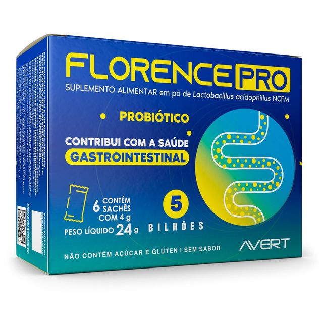 Florence Pro Probiotico Sem Sabor Com 6 Sachês de 4g Cada - Farmacia Indiana