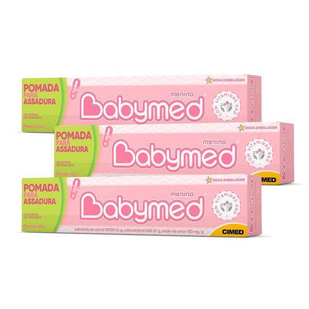 Kit com 3 Babymed Pomada Rosa 45g cada - Farmacia Indiana